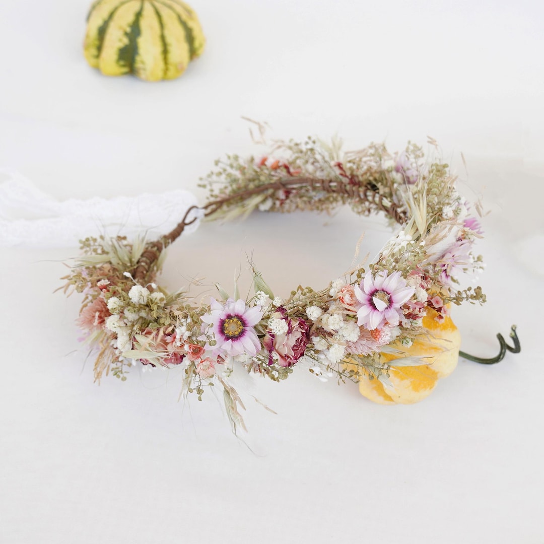 Boho Bride Crown,dried Flowers Crown,bridal Crowns,wedding Crown ...