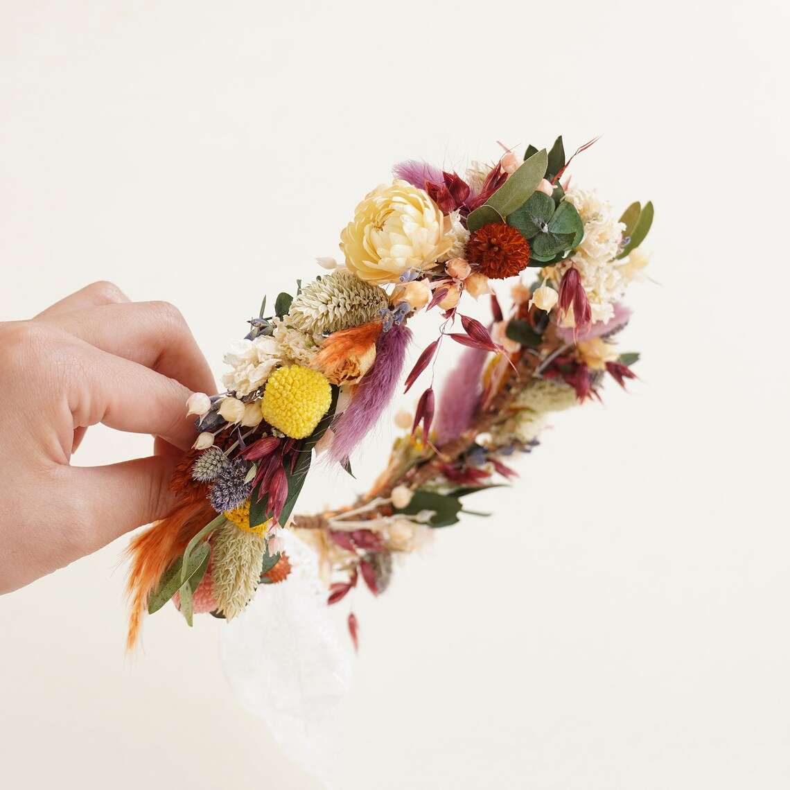 Daisy Dried Flowers Crown,boho Bride Crown,bridal Crowns,wedding Crown ...