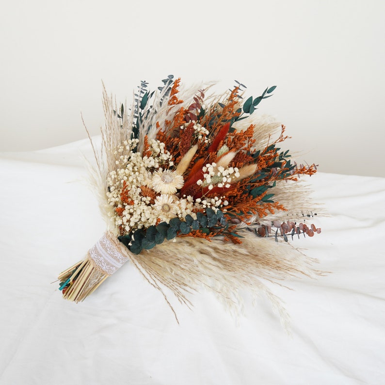Baby's Breath + Pampas Flower+daisy Dried Flower Bridal Bouquet,dried ...