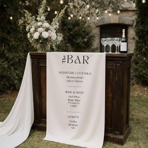 Fabric Bar Sign, Custom Linen Bar Sign, Wedding Bar Menu, Signature ...