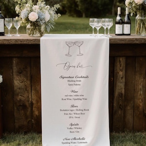 Fabric Bar Sign, Custom Linen Bar Sign, Wedding Bar Menu, Signature ...