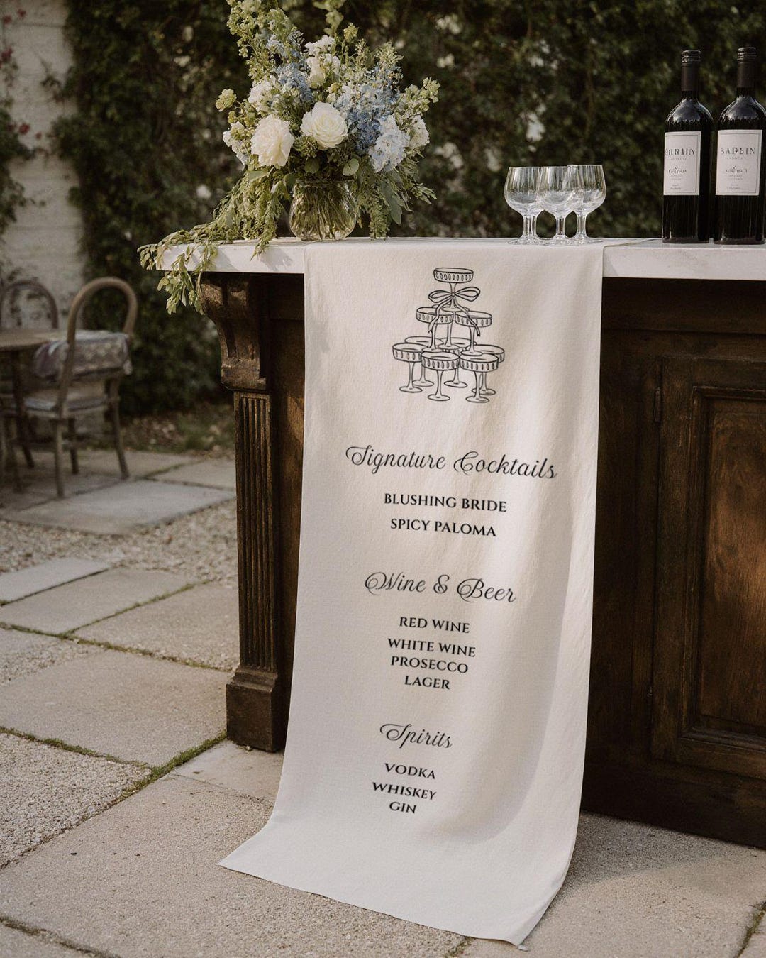 Fabric Bar Sign, Custom Linen Bar Sign, Wedding Bar Menu, Signature ...