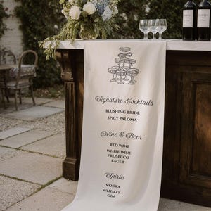 Fabric Bar Sign, Custom Linen Bar Sign, Wedding Bar Menu, Signature ...