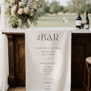 Fabric Bar Sign, Custom Linen Bar Sign, Wedding Bar Menu, Signature ...