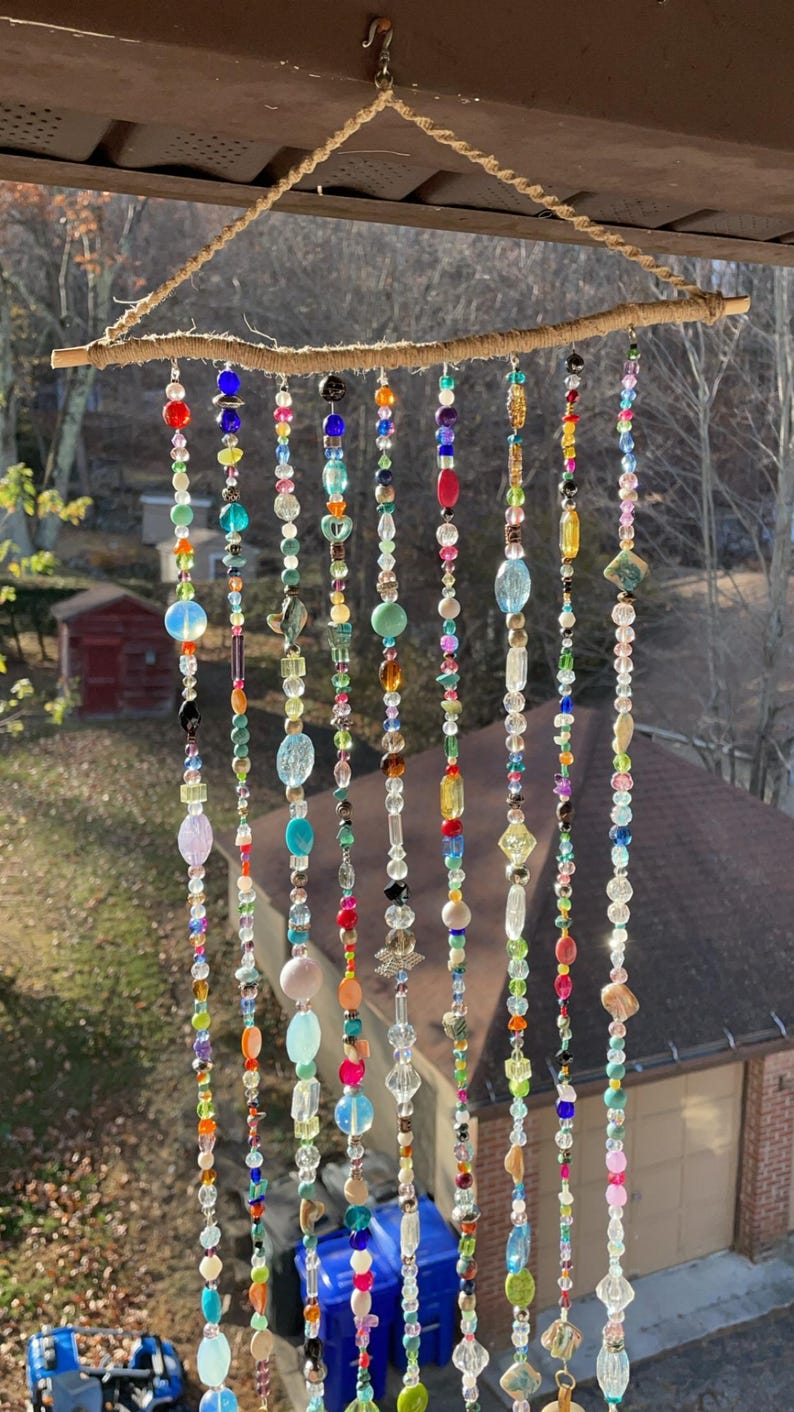 Hanging Glass Bead Sun Catcher Macramed - Etsy