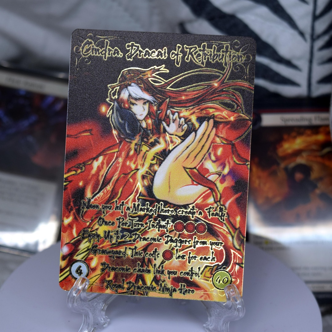 Gold Metal Cindra Dracai of Retribution Hero Card Proxy for Flesh and ...