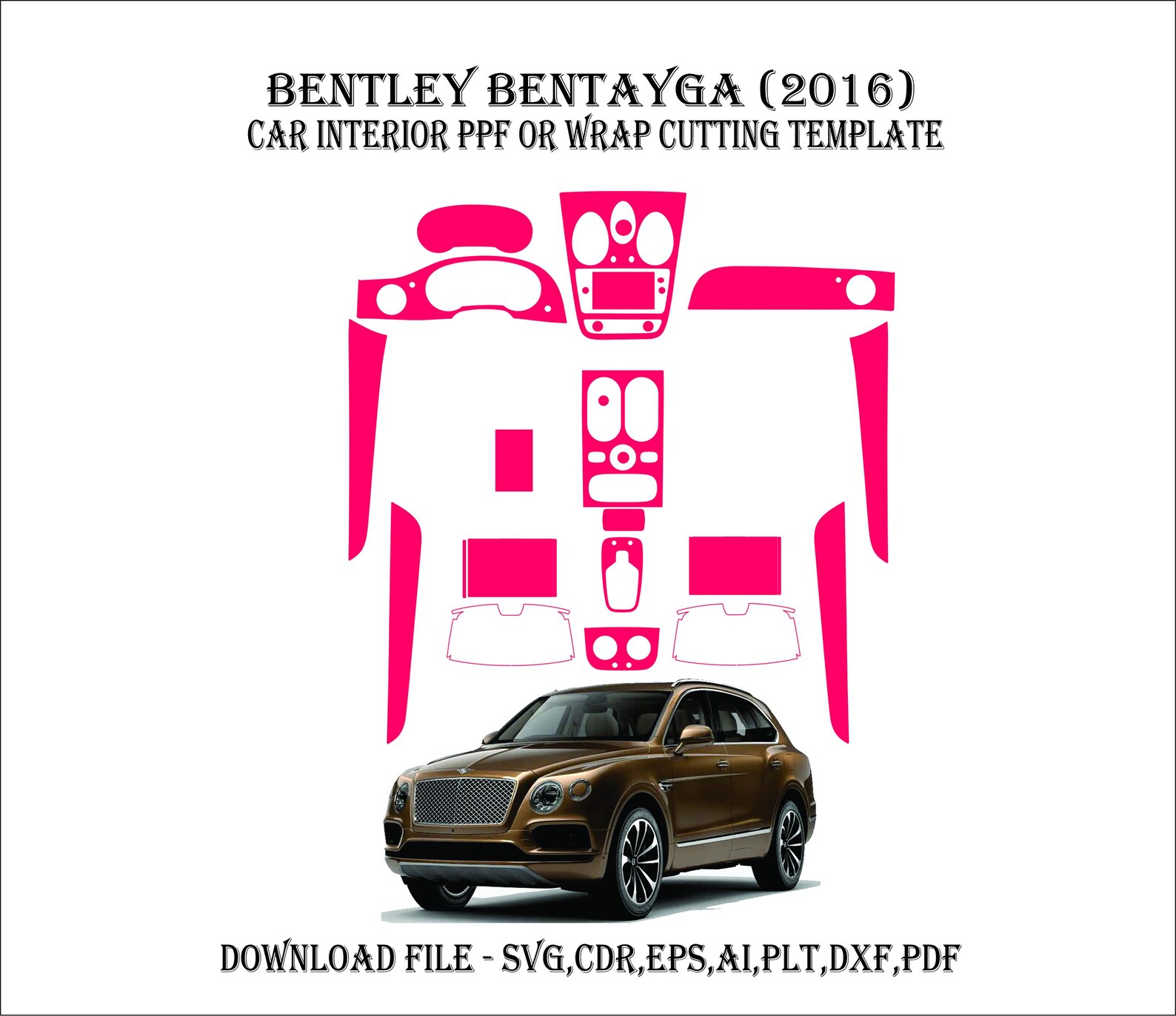 Bentley Bentayga 2016 - Wrap Template - Scale Template Design Vector ...