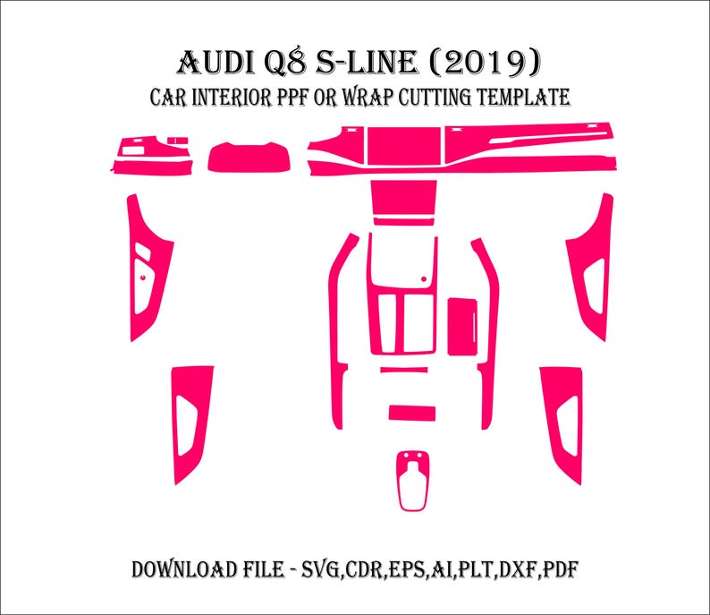 Audi Q8 S-LINE 2019 - Wrap Template - Scale Template Design Vector ...