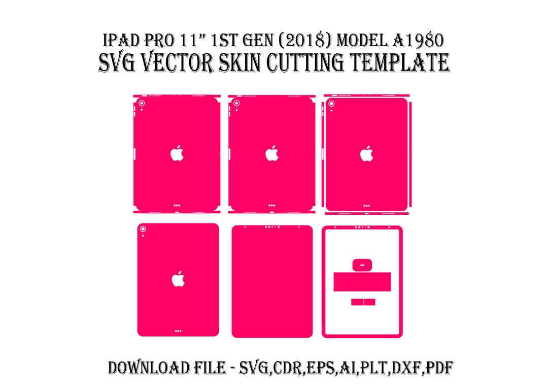 Apple iPad Pro 11 1st Gen 2018 Model A1980 - Wrap Template - Scale ...