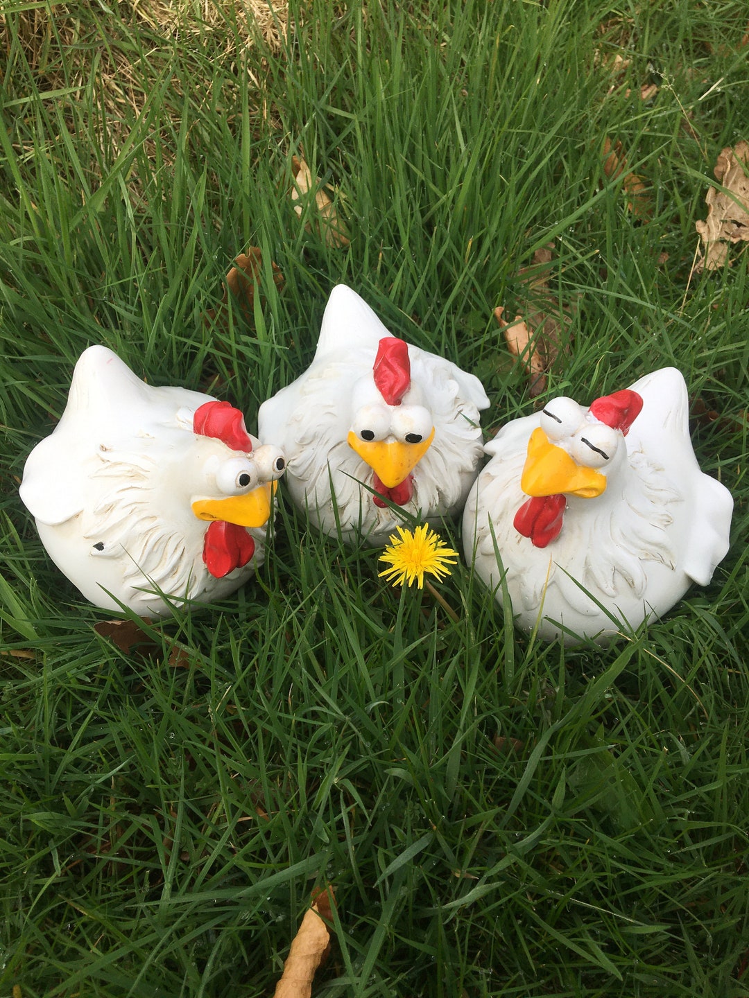 Fun Silly Chicken Garden Statue, Garden Decor, Resin Art Animal, Fence ...