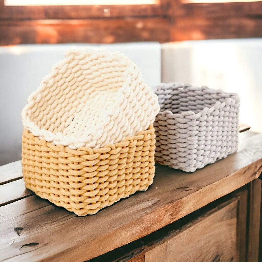 Rope Woven Storage Baskets Thick Cotton Rope Basket Small Home Basket ...