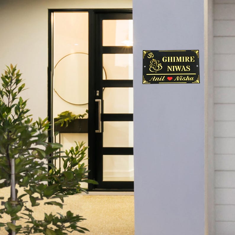 Custom Ganesha House Sign | Modern Indian Name Plate - Etsy