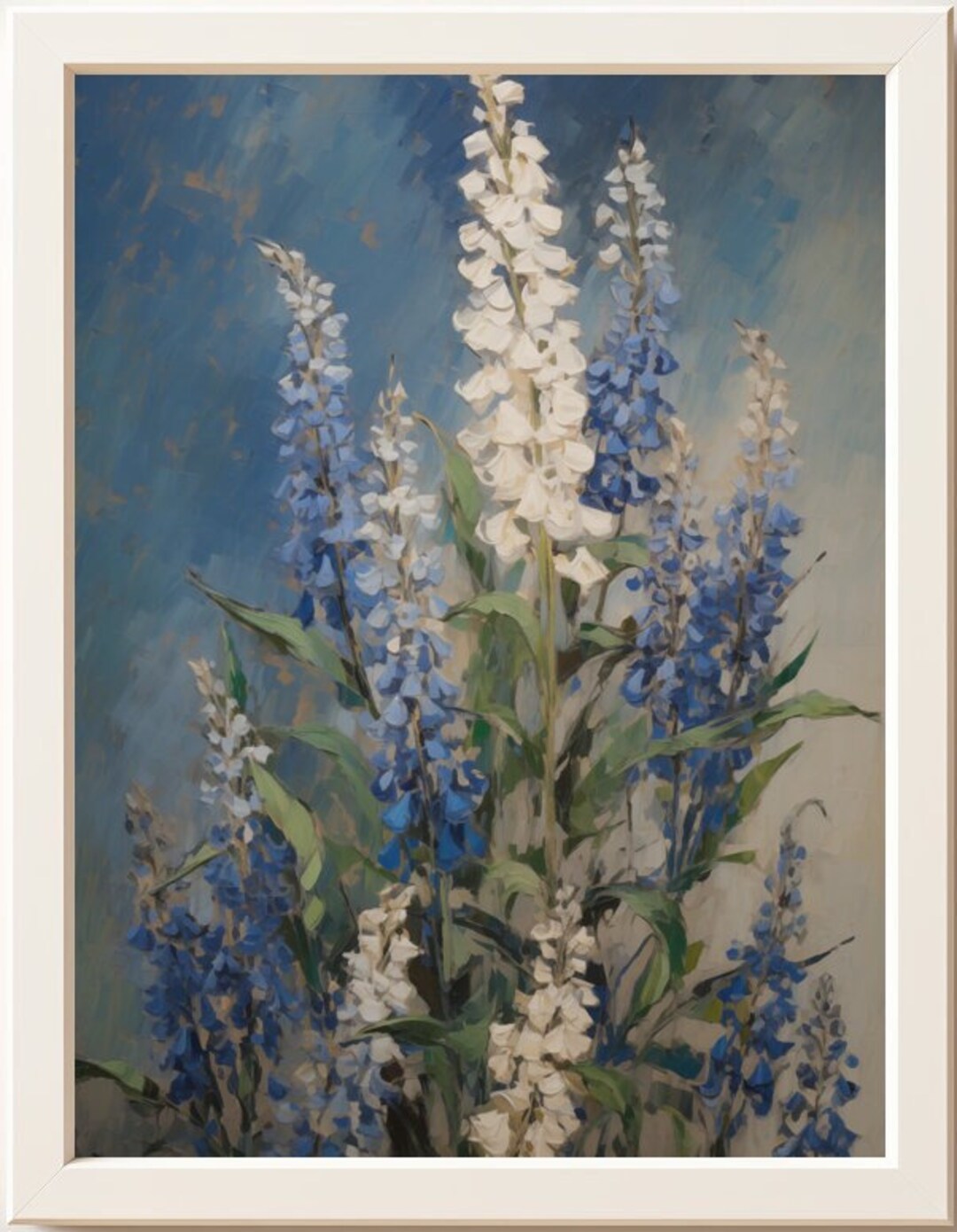Delphinium Digital Painting, Vintage Oil Painting, Plant Life, White ...