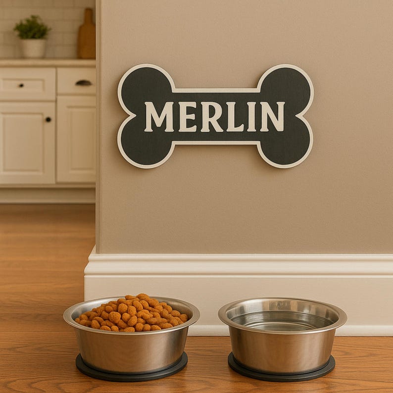 Personalized Dog Bone Plaque Custom Pet Name Sign Wooden Dog Crate ...