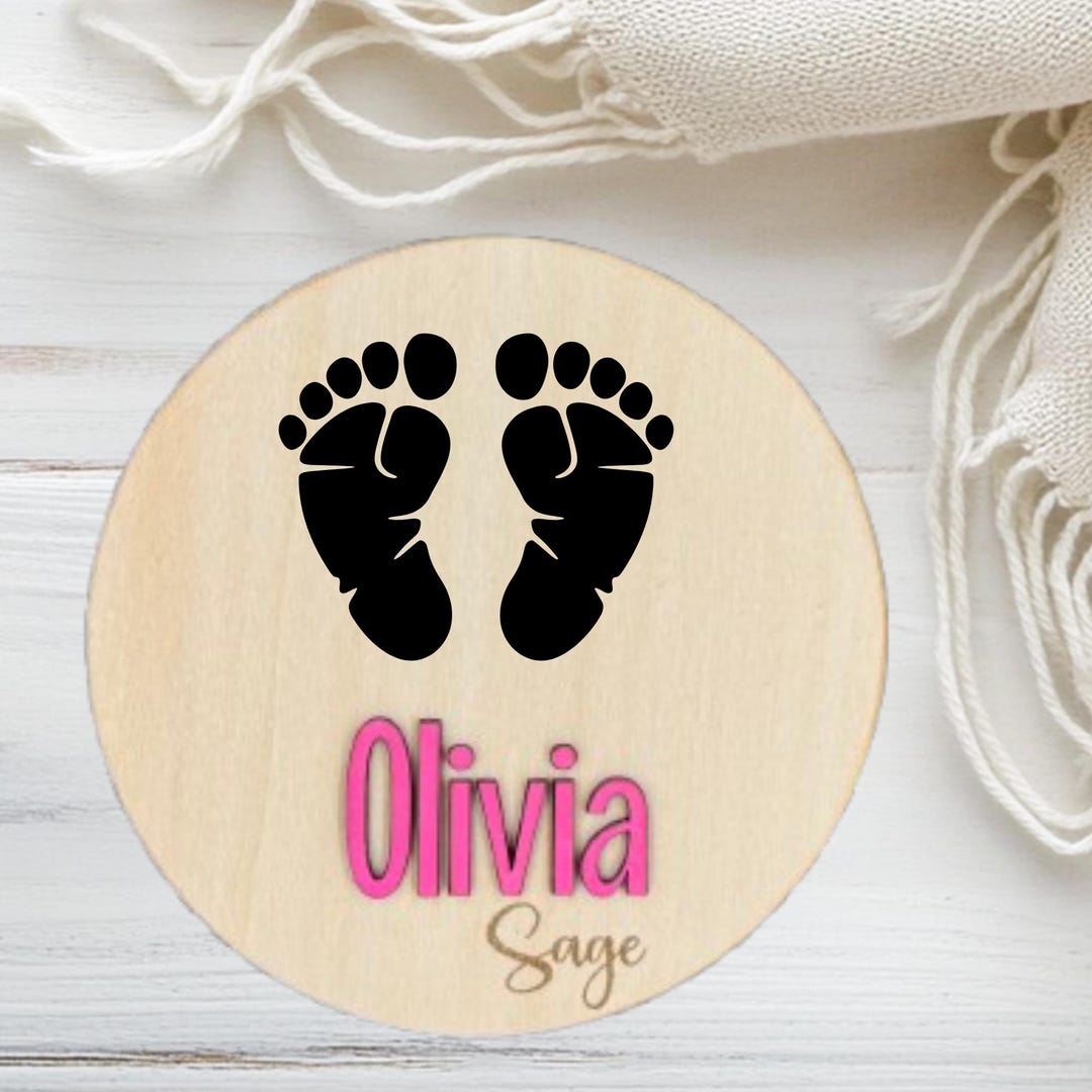 Personalized Wooden Baby Footprint Sign, DIY Ink Print Keepsake ...