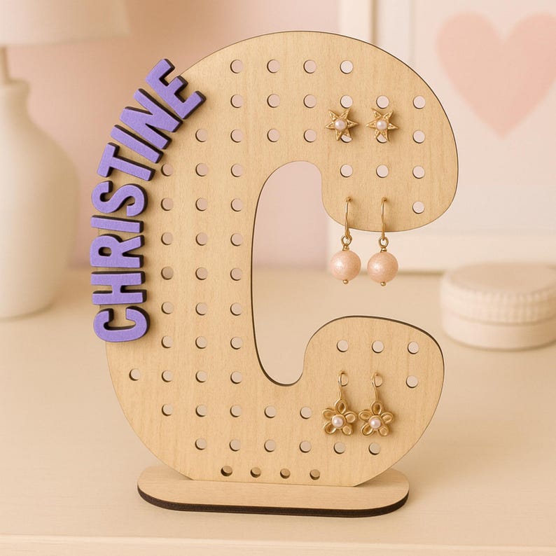 Personalized Earring Holder Custom Earring Display Wood Jewelry ...