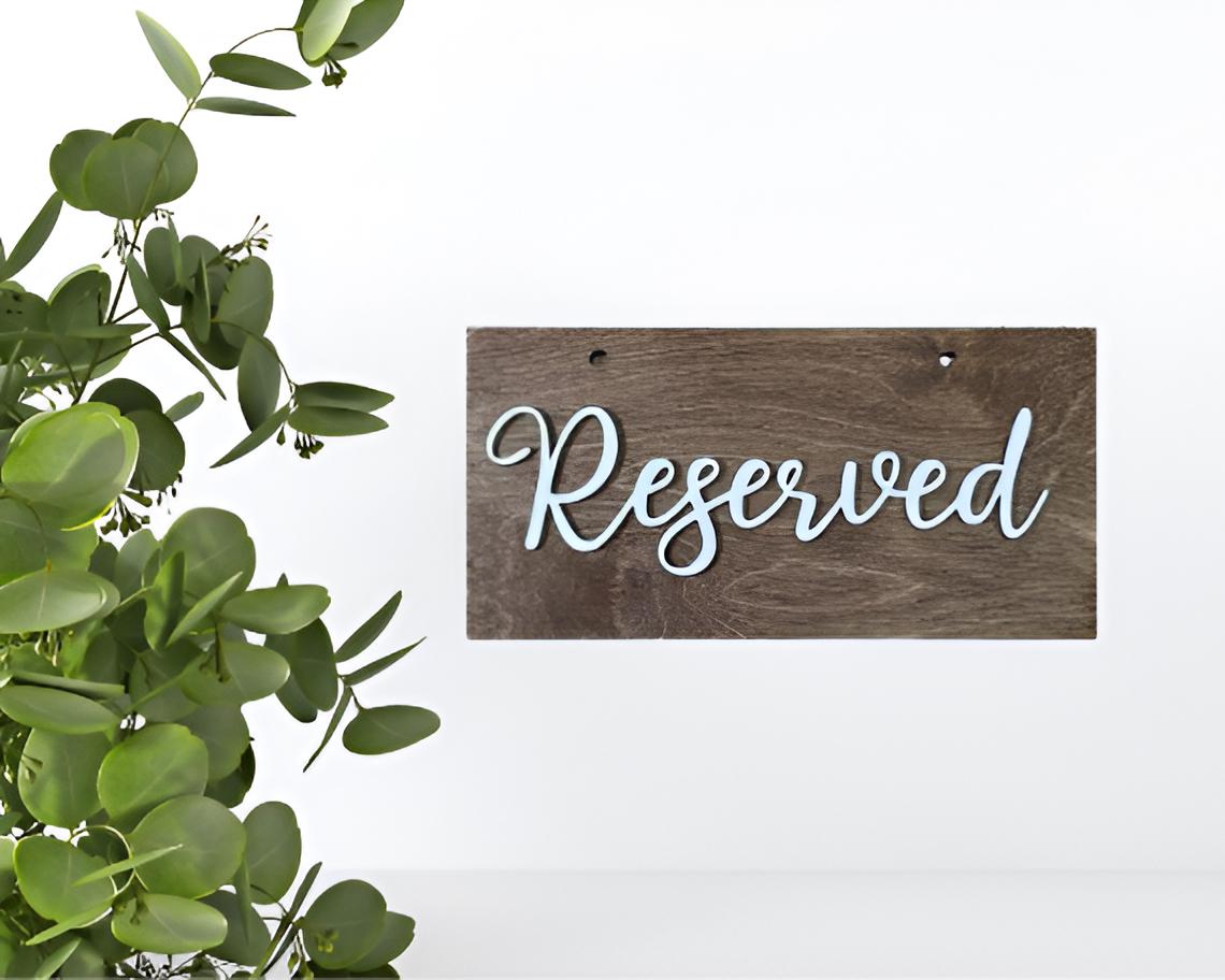 Elegant Wedding Reserved Sign Rustic Wooden Event Decor Custom Ceremony ...