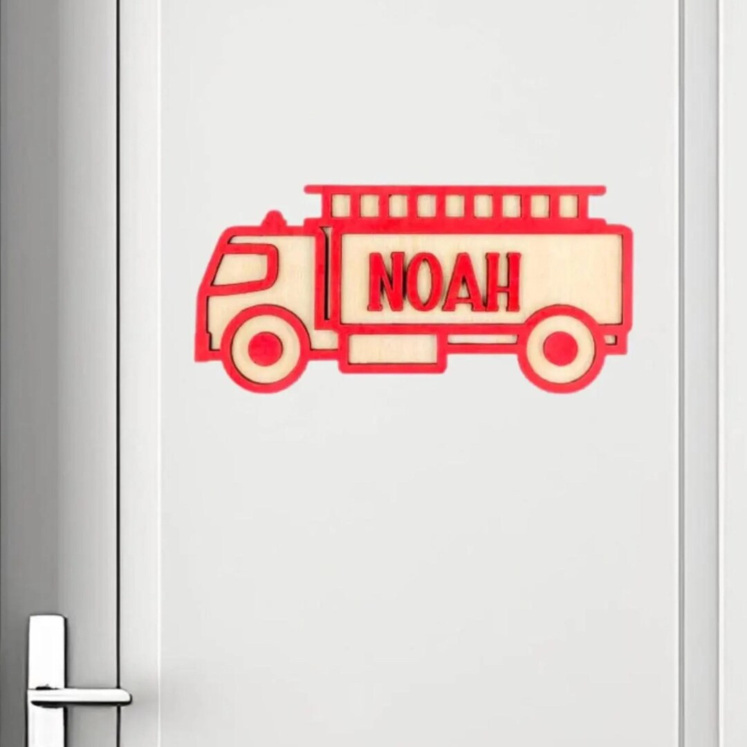 Personalize Fire Engine Name Sign & Fire Truck Name Sign for Kids ...