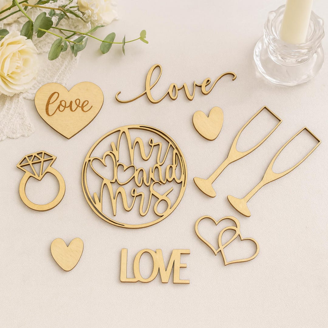 Rustic Wooden Wedding Table Confetti, Eco-friendly Scatter Decorations ...
