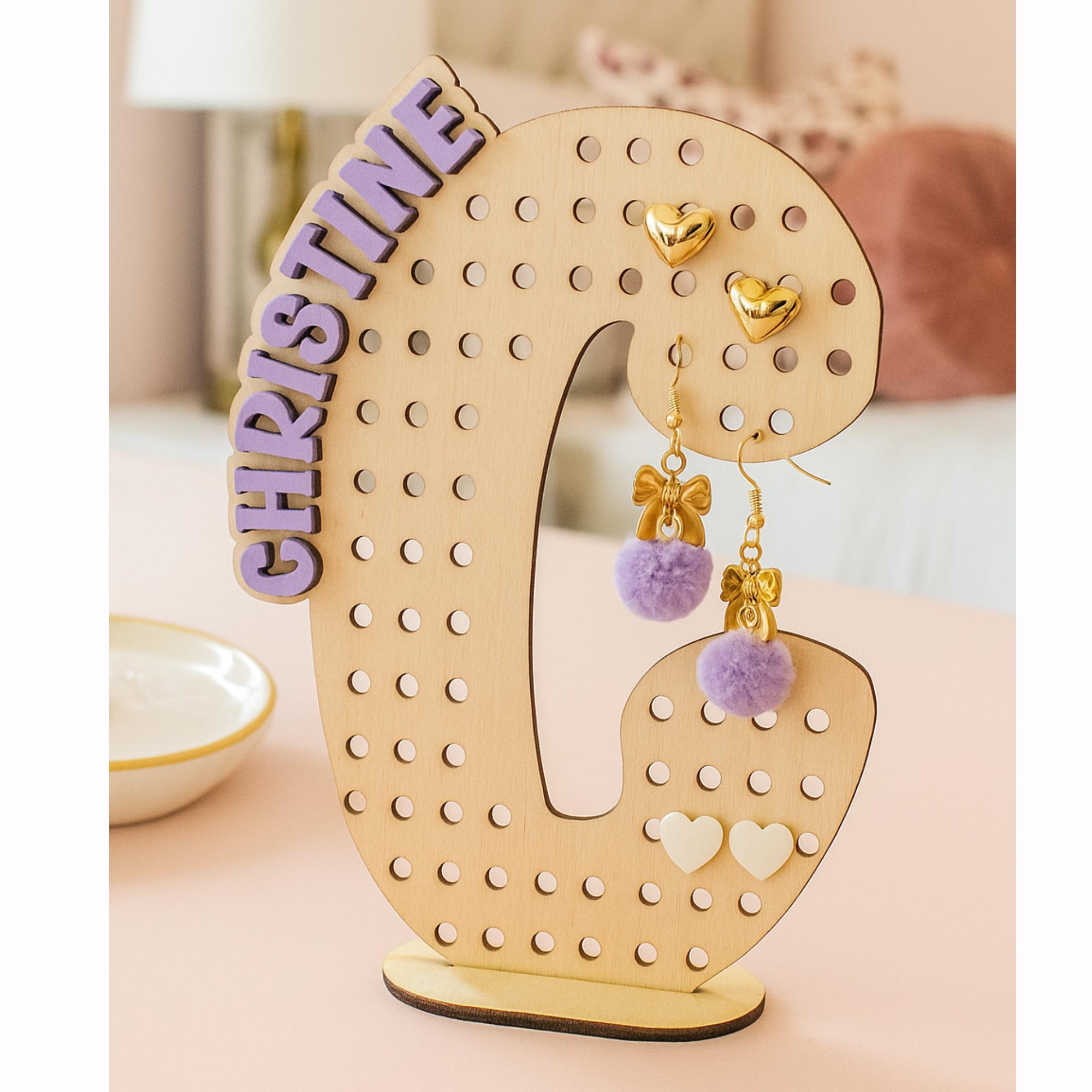 Personalized Earring Holder Custom Earring Display Wood Jewelry ...