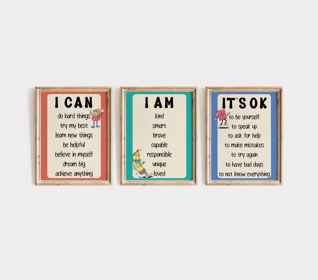 Classroom Decor SET OF 3 | Kids Wall Decor Printable Wall Art ...