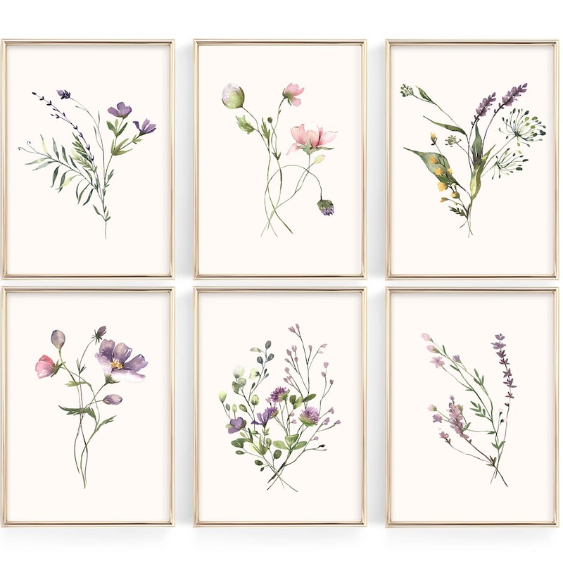 Watercolor Flowers Set of 6 - Etsy Israel