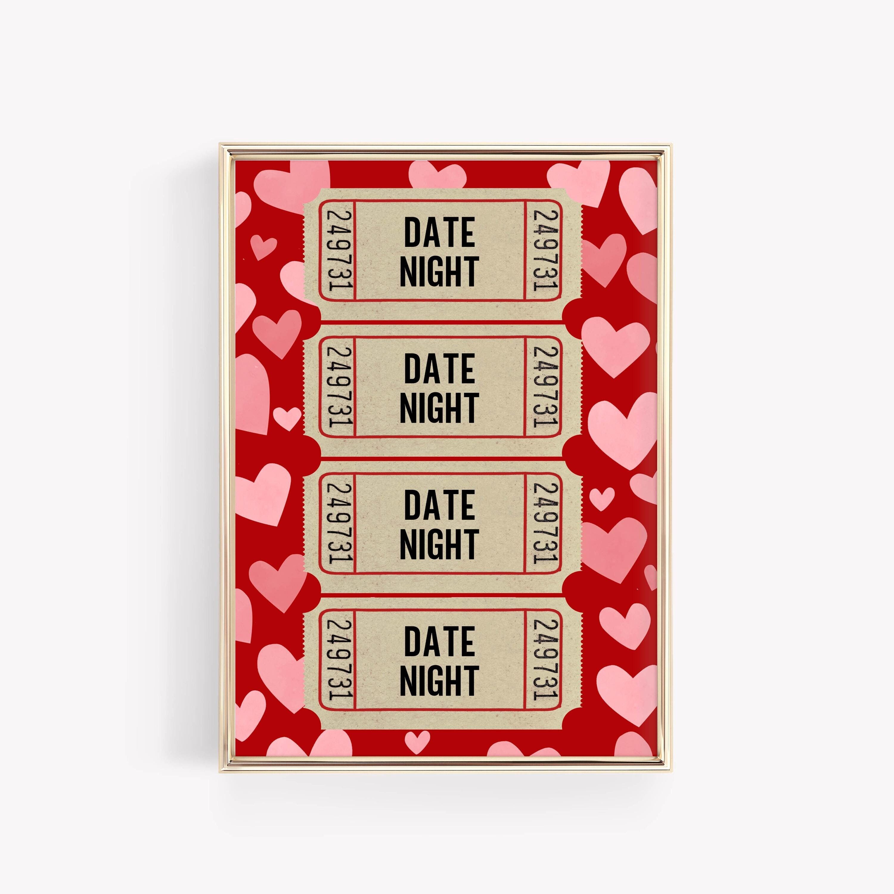 Valentines Day Printable Wall Art | Date Night Ticket Wall Art ...