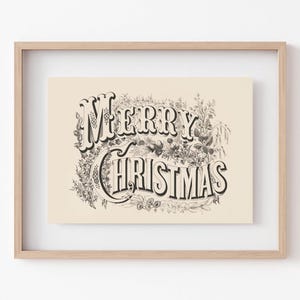 Vintage Christmas Printable Wall Art | Merry Christmas Sign | Holiday Wall Decor | Christmas ...