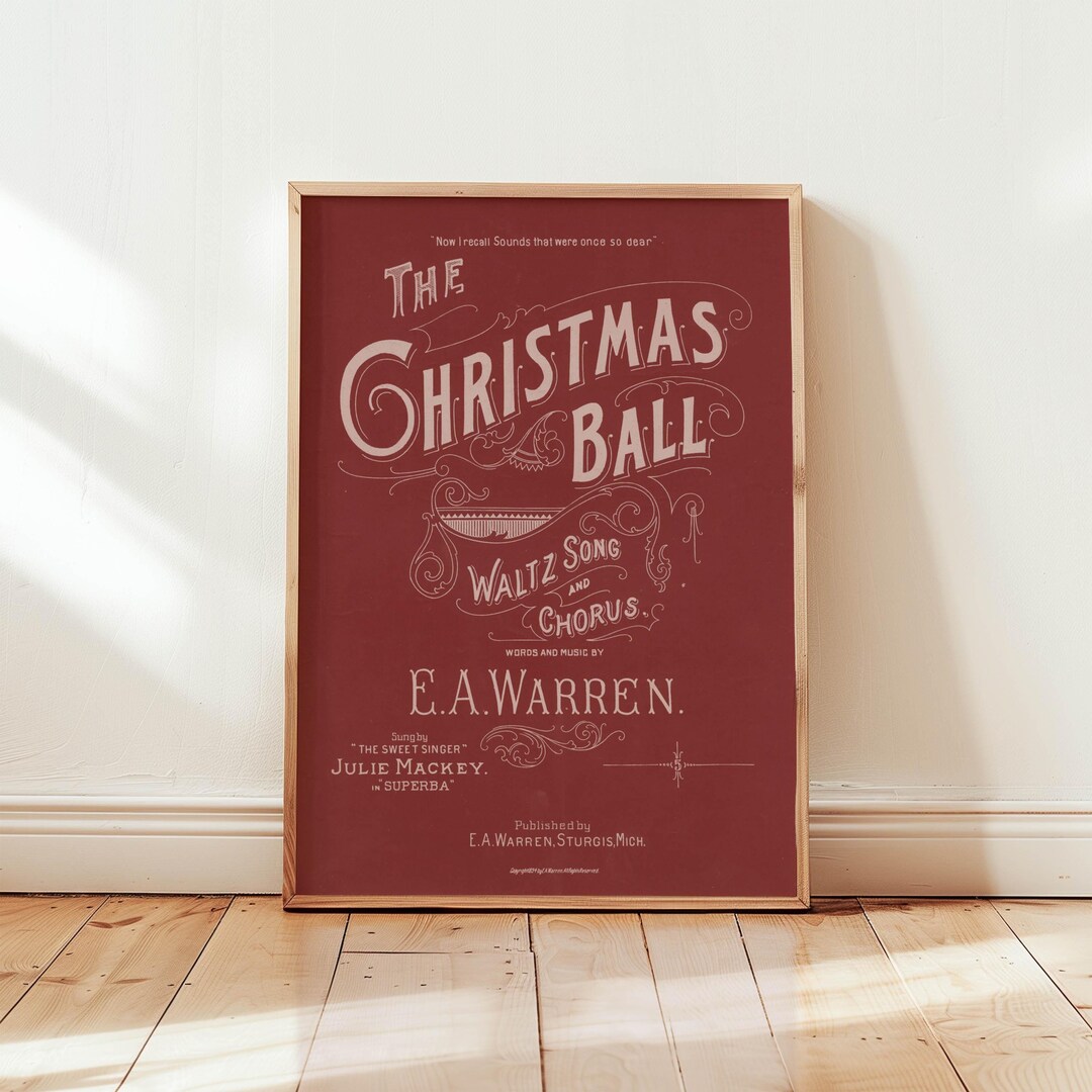 Vintage Christmas Wall Art | Christmas Printable Wall Art | Red Holiday ...