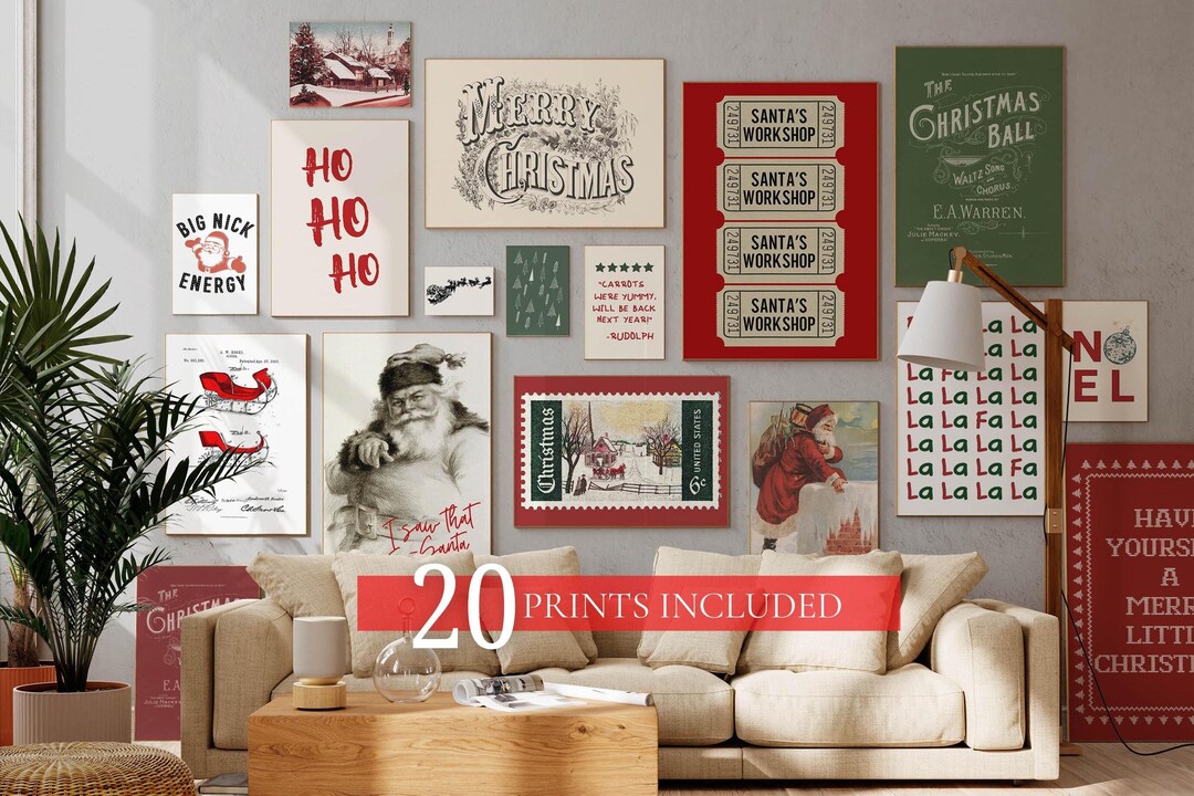 Christmas Printable Wall Art | SET OF 20 Christmas Gallery Wall Bundle ...