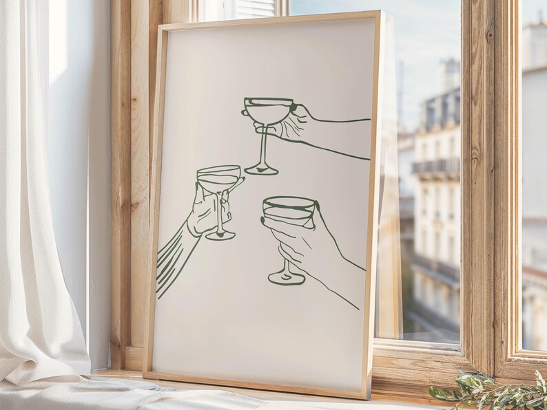 Bar Cart Wall Art Printable Bar Art Cheers Print Bar Cart Print Cocktail Poster Trendy Drink Art ...