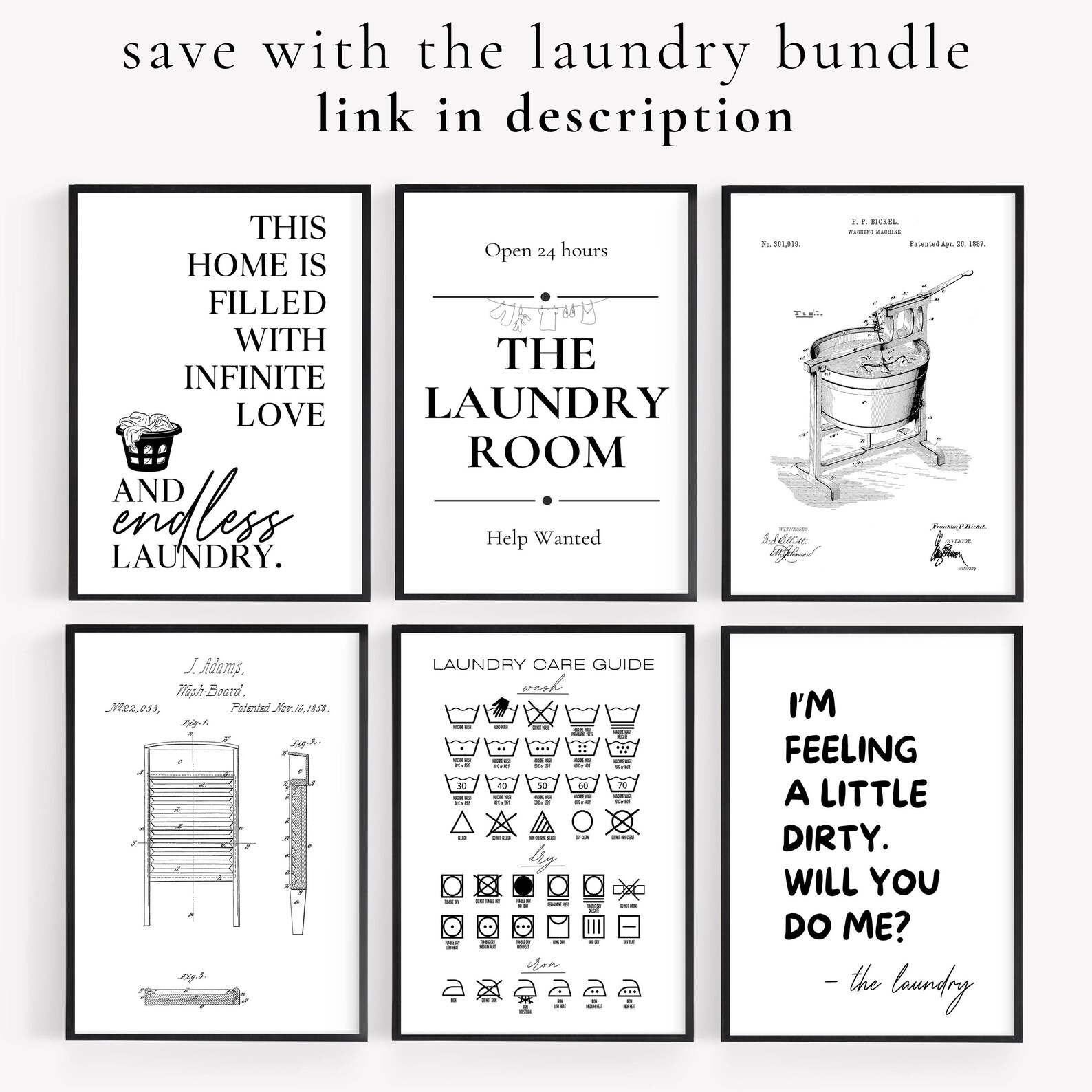 Laundry Room Sign | Black Printable Wall Art | Laundry Room Decor ...