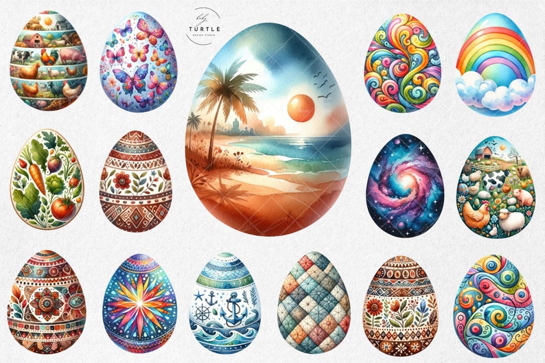 Easter Eggs Clipart, Painted Easter Egg, Spring Clipart, Easter Eggs ...