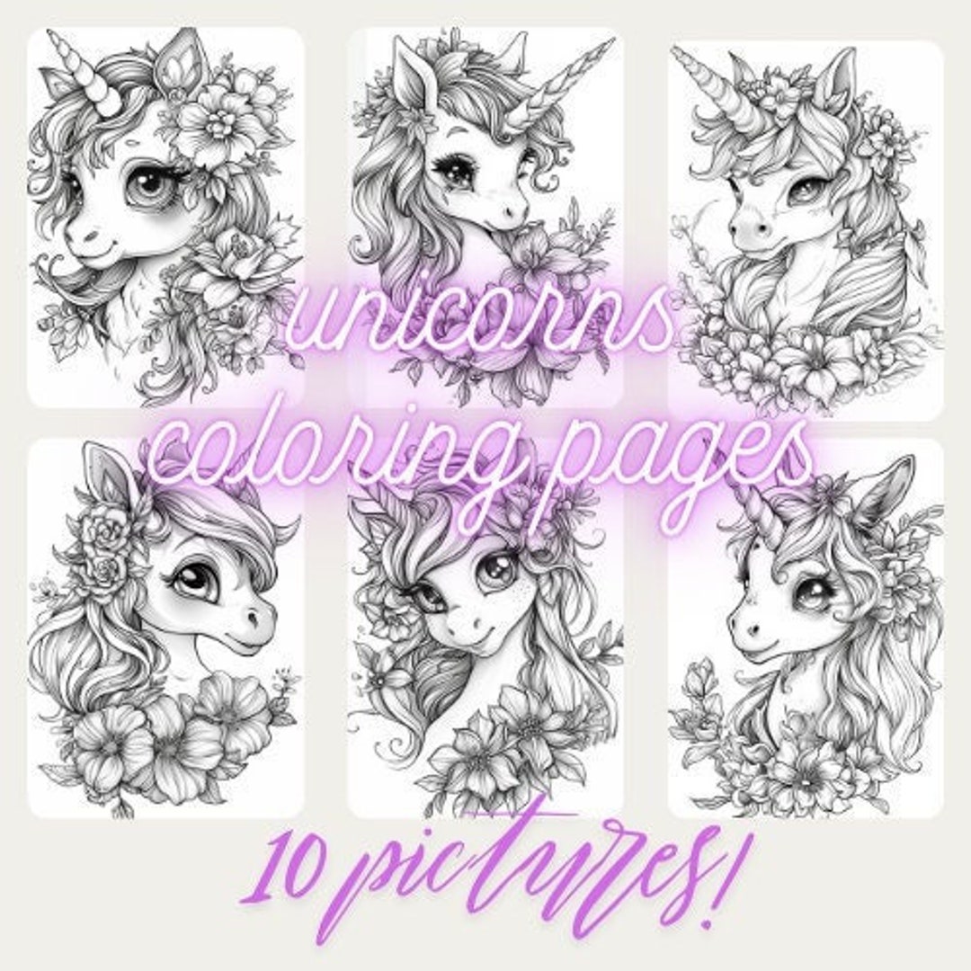 Unicorn Coloring Book Pages for Kids and Adults, Printable Coloring ...