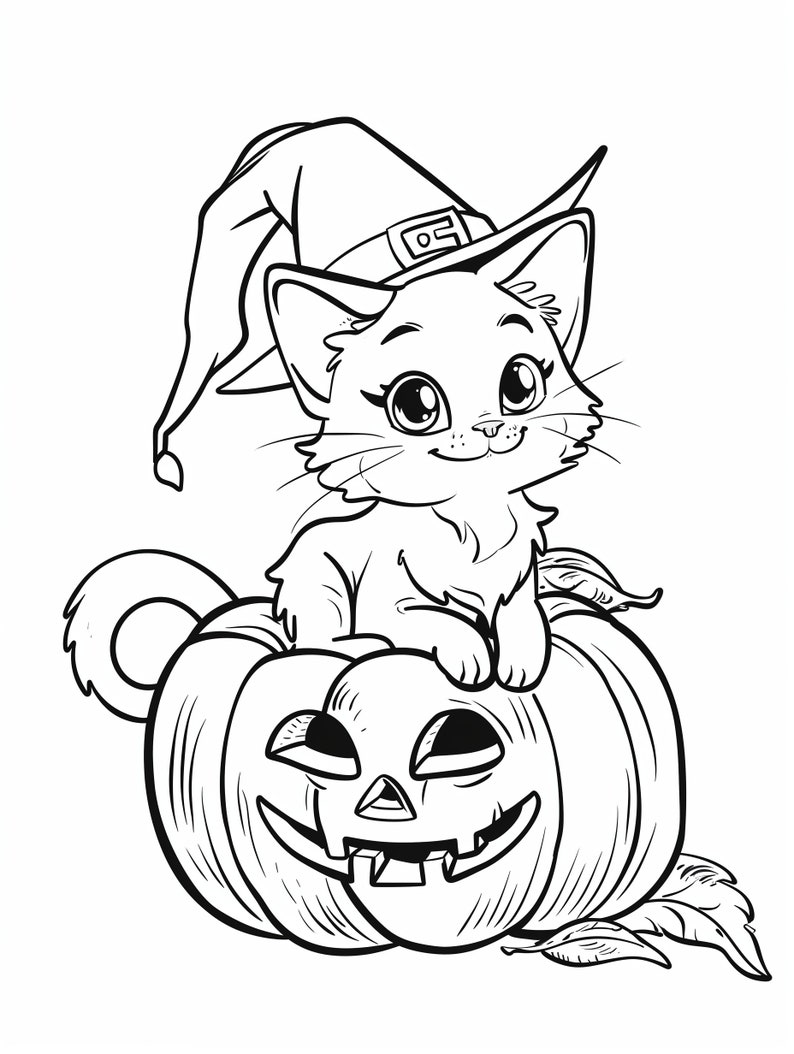 Halloween Coloring Pages, Simple Coloring Pages for Kids, Witches ...