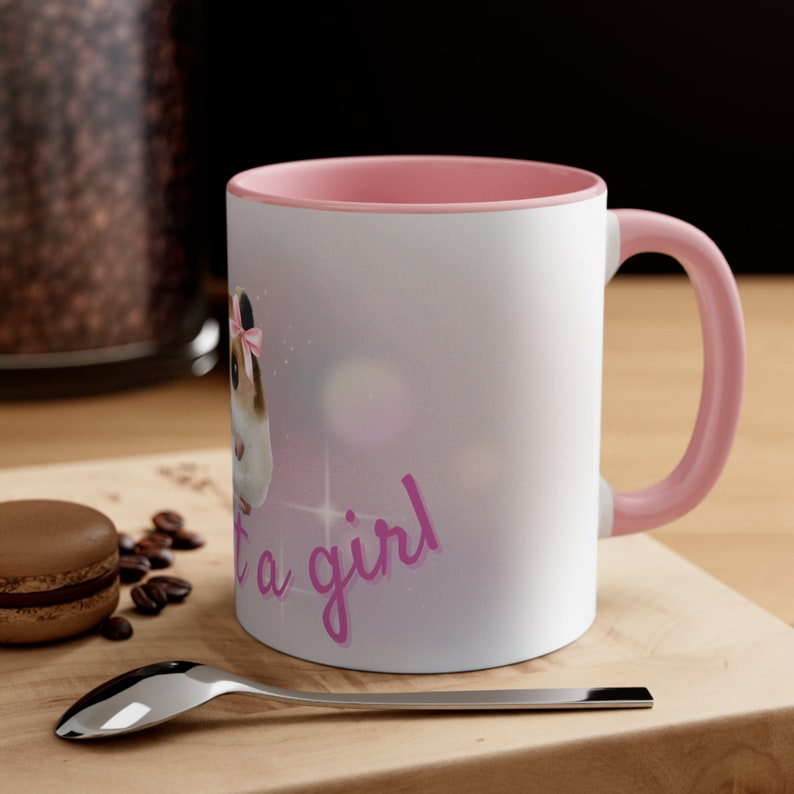 I'm Just a Girl Pink Ribbon Mug, Cute Sad Hamster, Tiktok Viral Funny ...