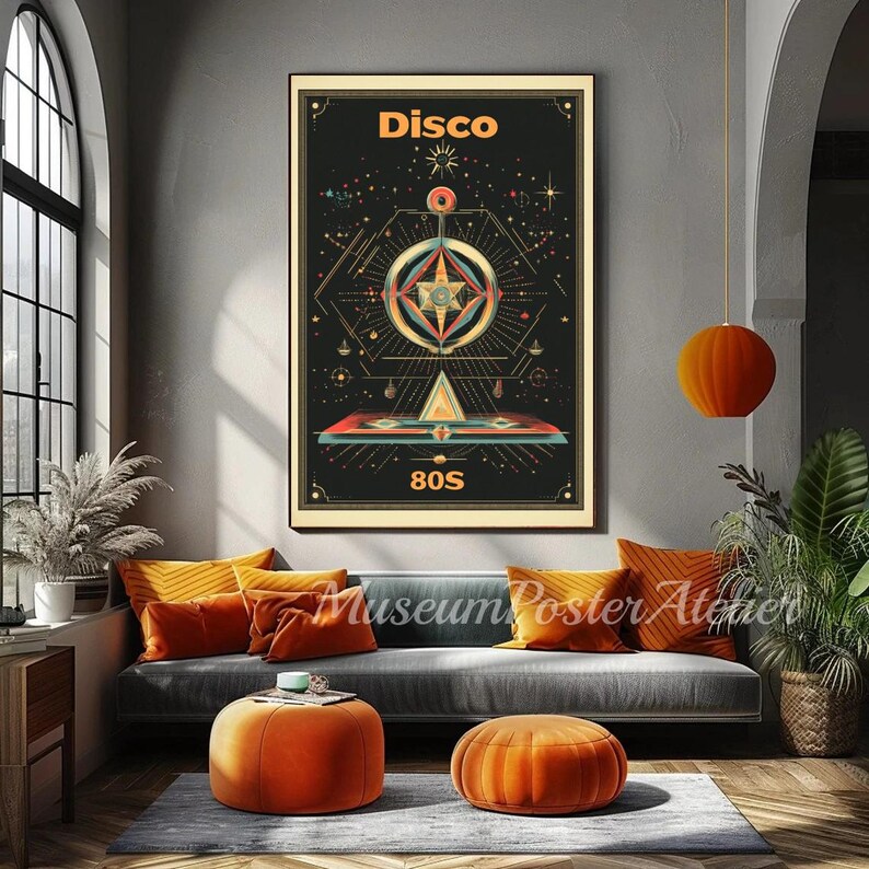 Disco 80s Psychedelic Concert Poster, Vintage Tarot Card Style Poster ...