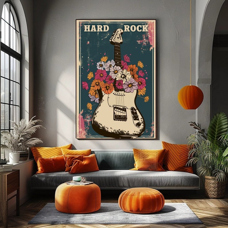 60s-70s Psychedelic Concert Poster for Rock Culture Lovers, Psychedelic ...