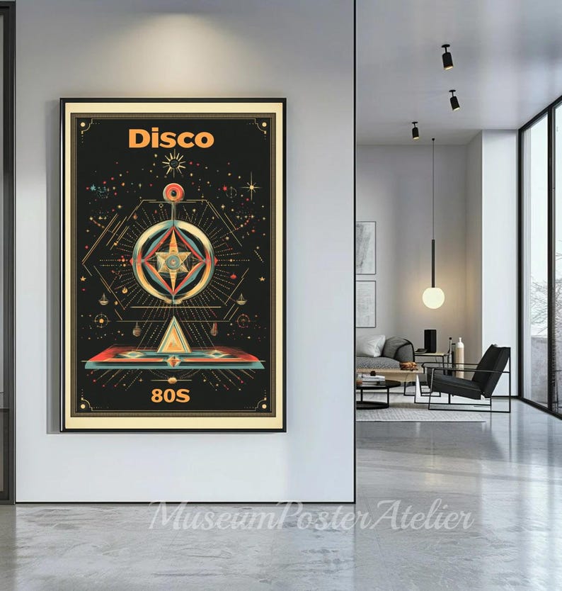 Disco 80s Psychedelic Concert Poster, Vintage Tarot Card Style Poster ...