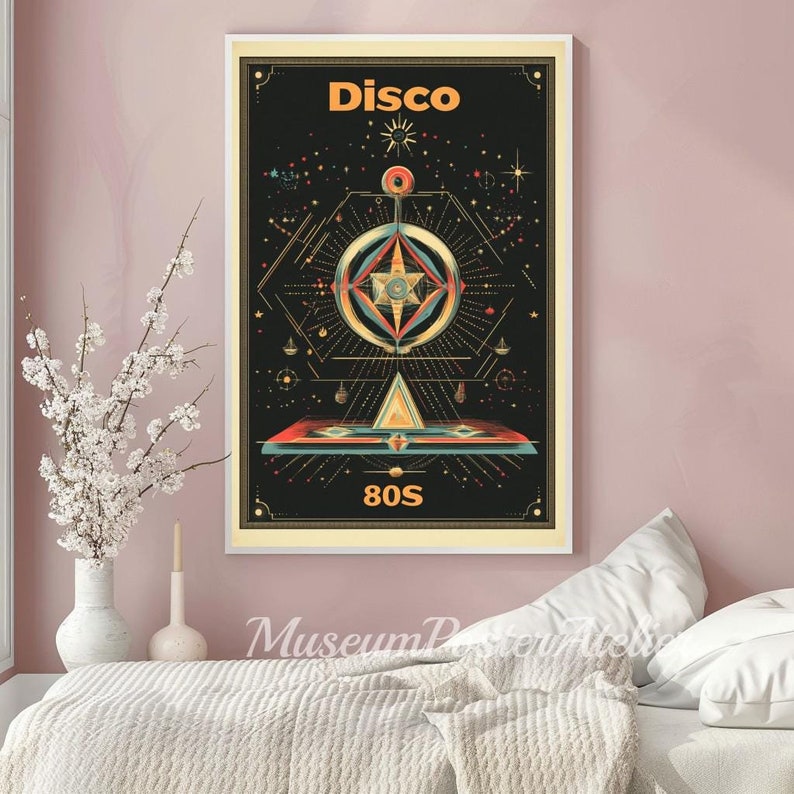 Disco 80s Psychedelic Concert Poster, Vintage Tarot Card Style Poster ...