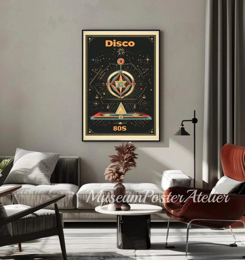 Disco 80s Psychedelic Concert Poster, Vintage Tarot Card Style Poster ...