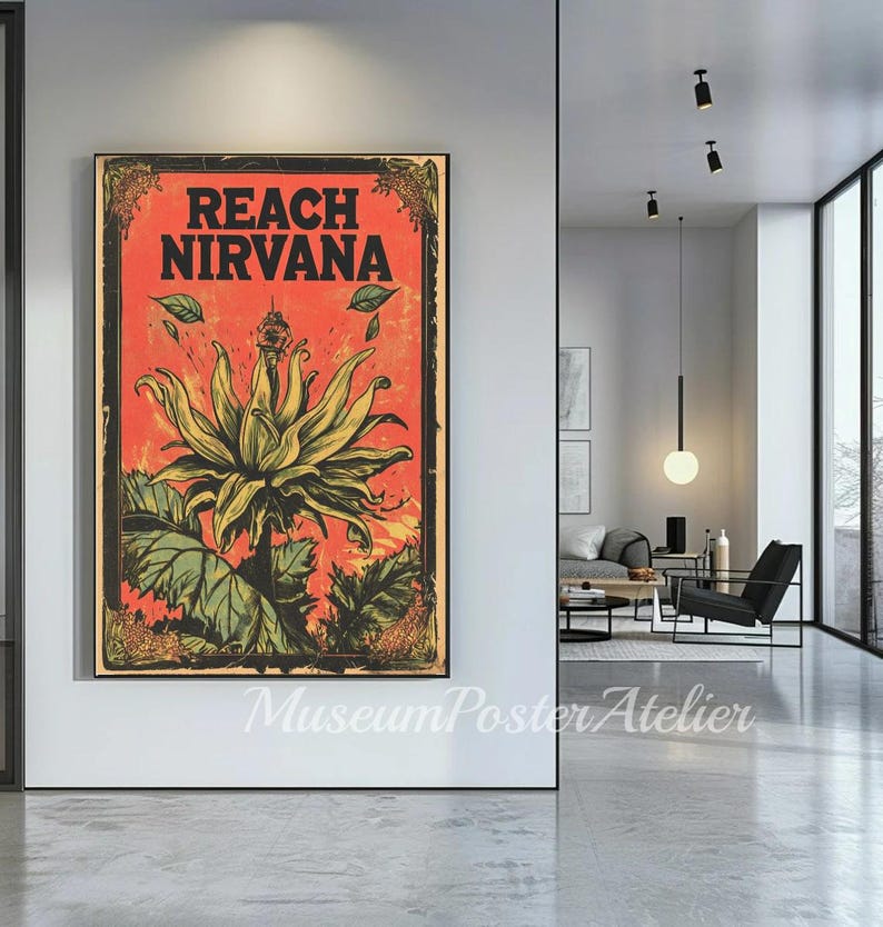 Psychedelisches Nirvana-Konzept des Buddhismus-Plakat, Reach Nirvana ...