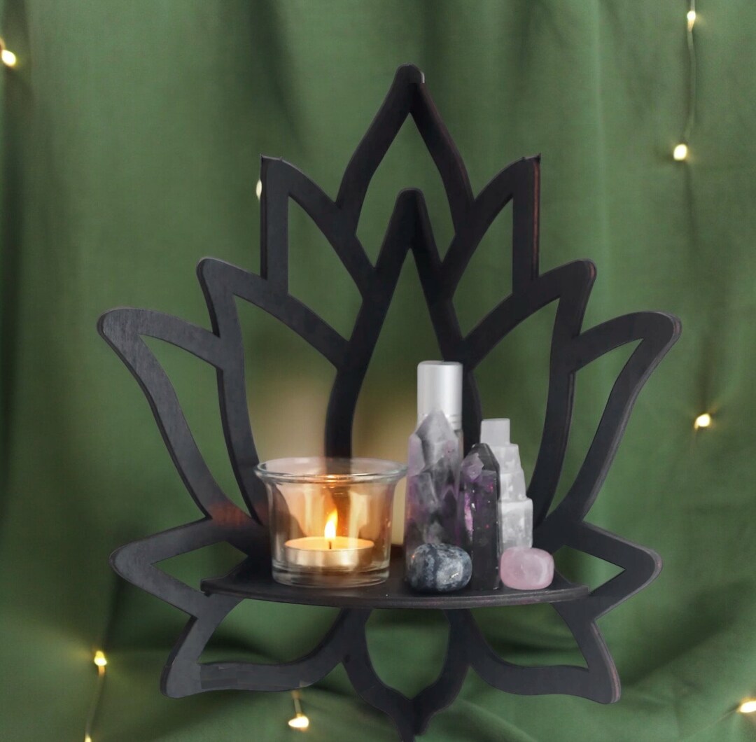 LOTUS Wooden Corner Shelves Zen Shelf for Bathroom, Living Space Home ...