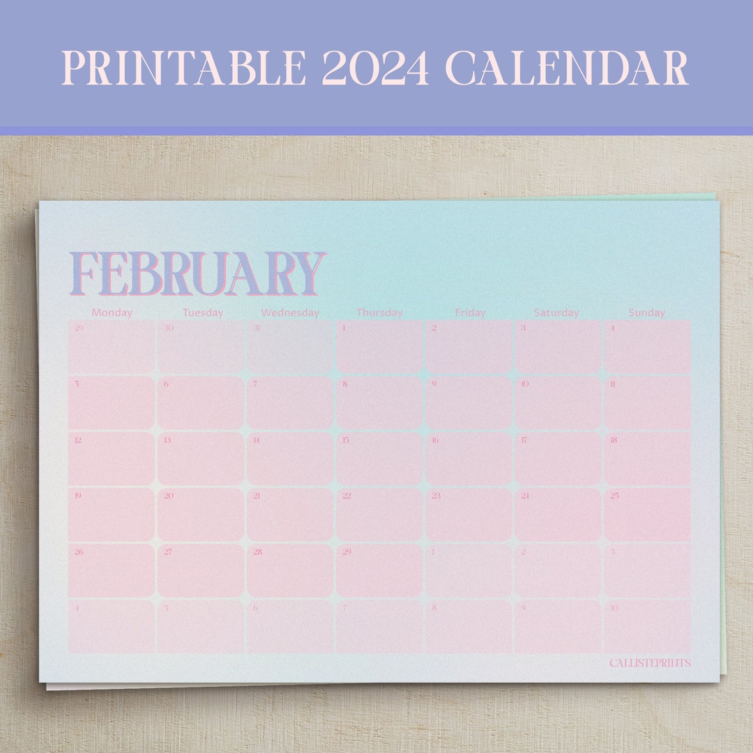 Printable 2024 Calendar Pastel Theme Print at Home PDF A4 & US Letter ...