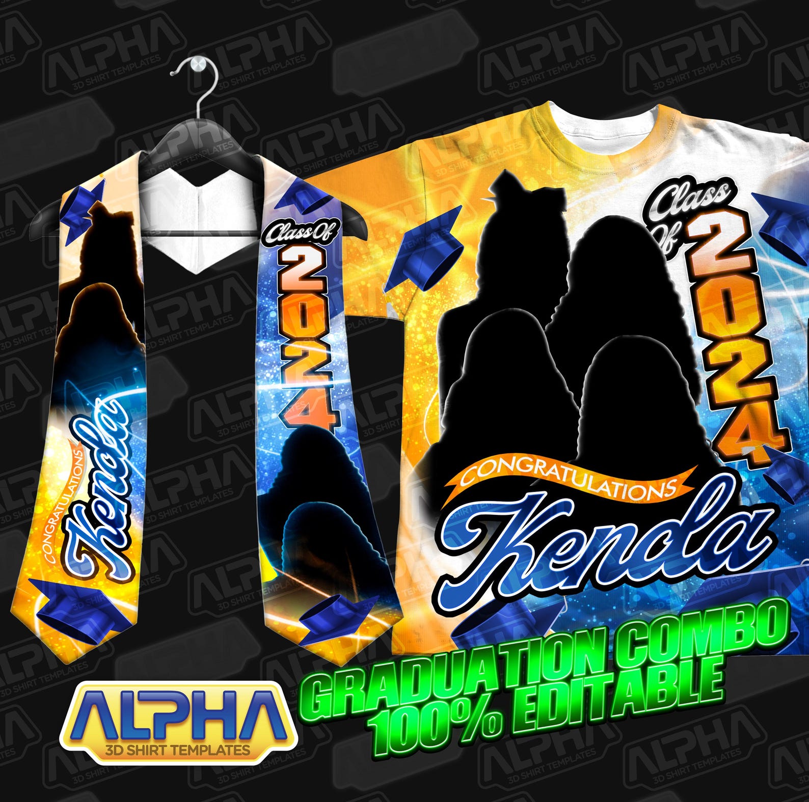 Graduation Stole, Graduation Shirt Combo Templates shirt Stole Full ...