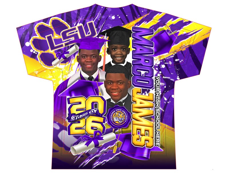 Purple & Gold Class of 2026 Graduation AOP Shirt | All Over Print ...