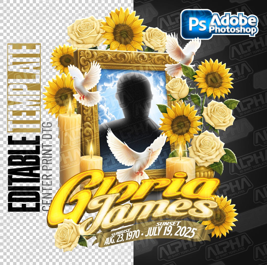 Rest in Peace Template PSD RIP Memorial Shirt DTG Center Print Editable ...