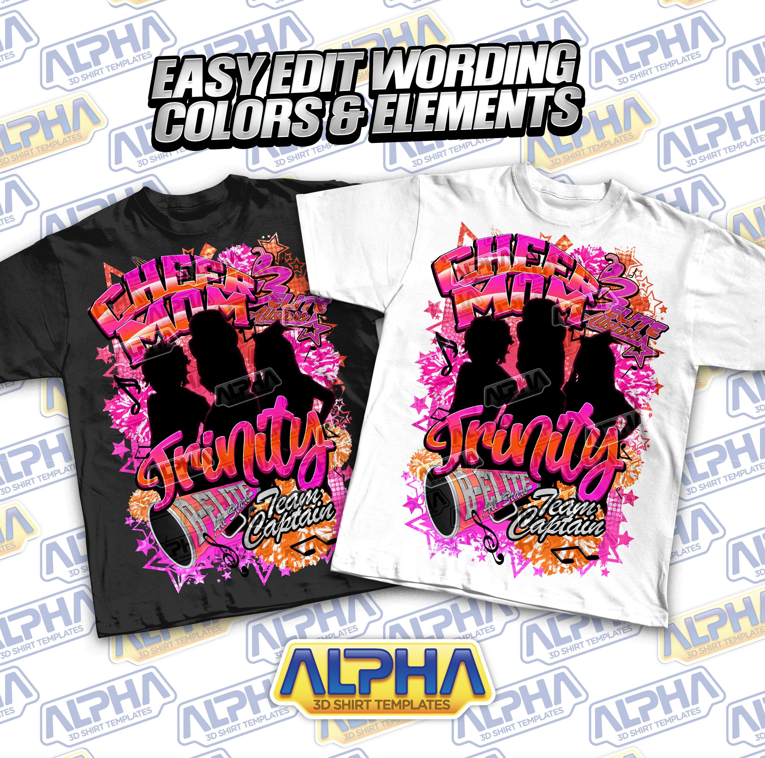 Cheerleading T-shirt Template Photoshop DTF/DTG Sublimation Digital ...
