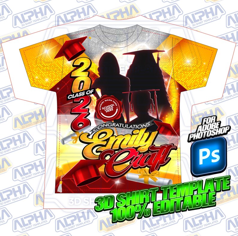 Graduation Combo Templates (shirt + DTF + Stole) Fully Editable ...