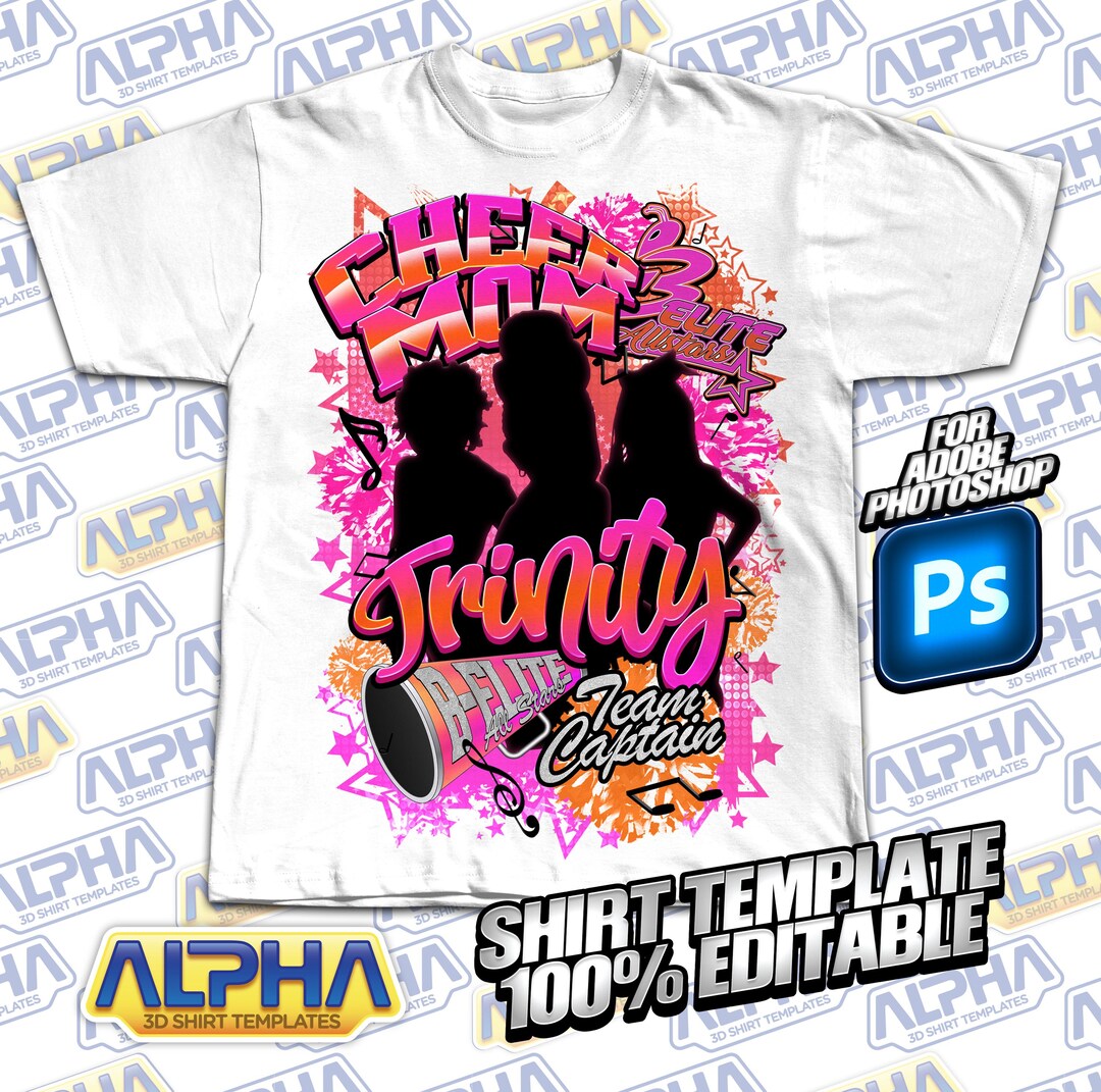 Cheerleading T-shirt Template Photoshop DTF/DTG Sublimation Digital ...